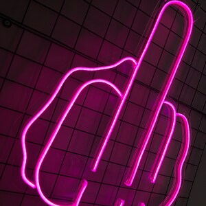 Middle Finger Icon Neon Sign, Neon Art, Middle Finger Neon Led, Room ...