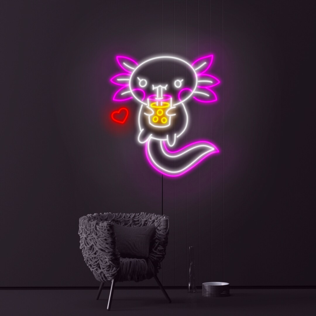 Cute Axolotl Neon Sign Pink Rabbit Neon Sign Cartoon Neon - Etsy
