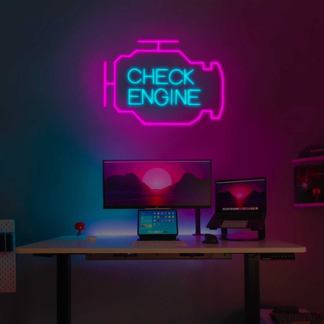 Check Engine Neon Sign, Check Engine Neon Sign, Neon Birthday Gift ...