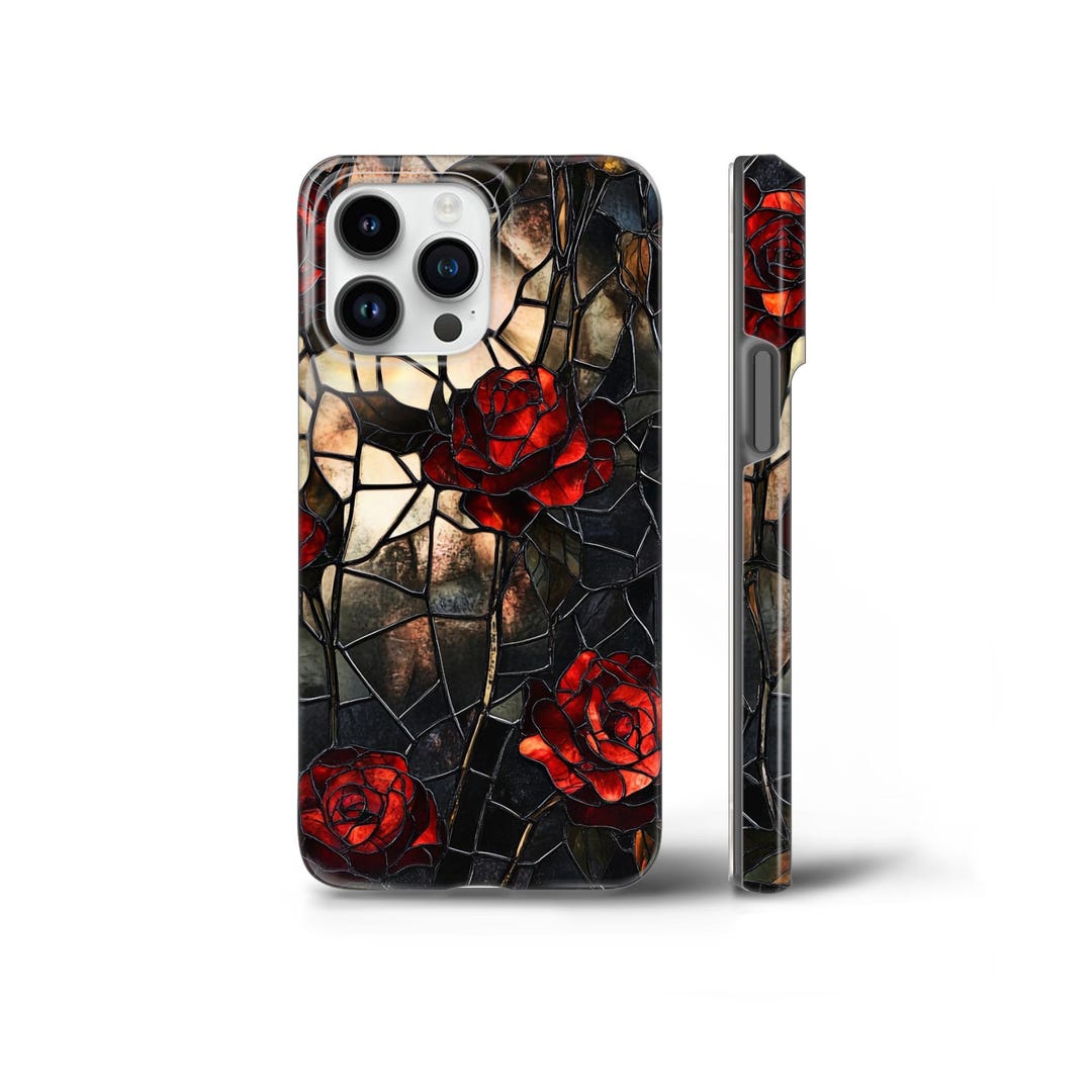 3D Roses Phone Case Stained Glass Cover Fits iPhone 16 Pro, iPhone 15 ...