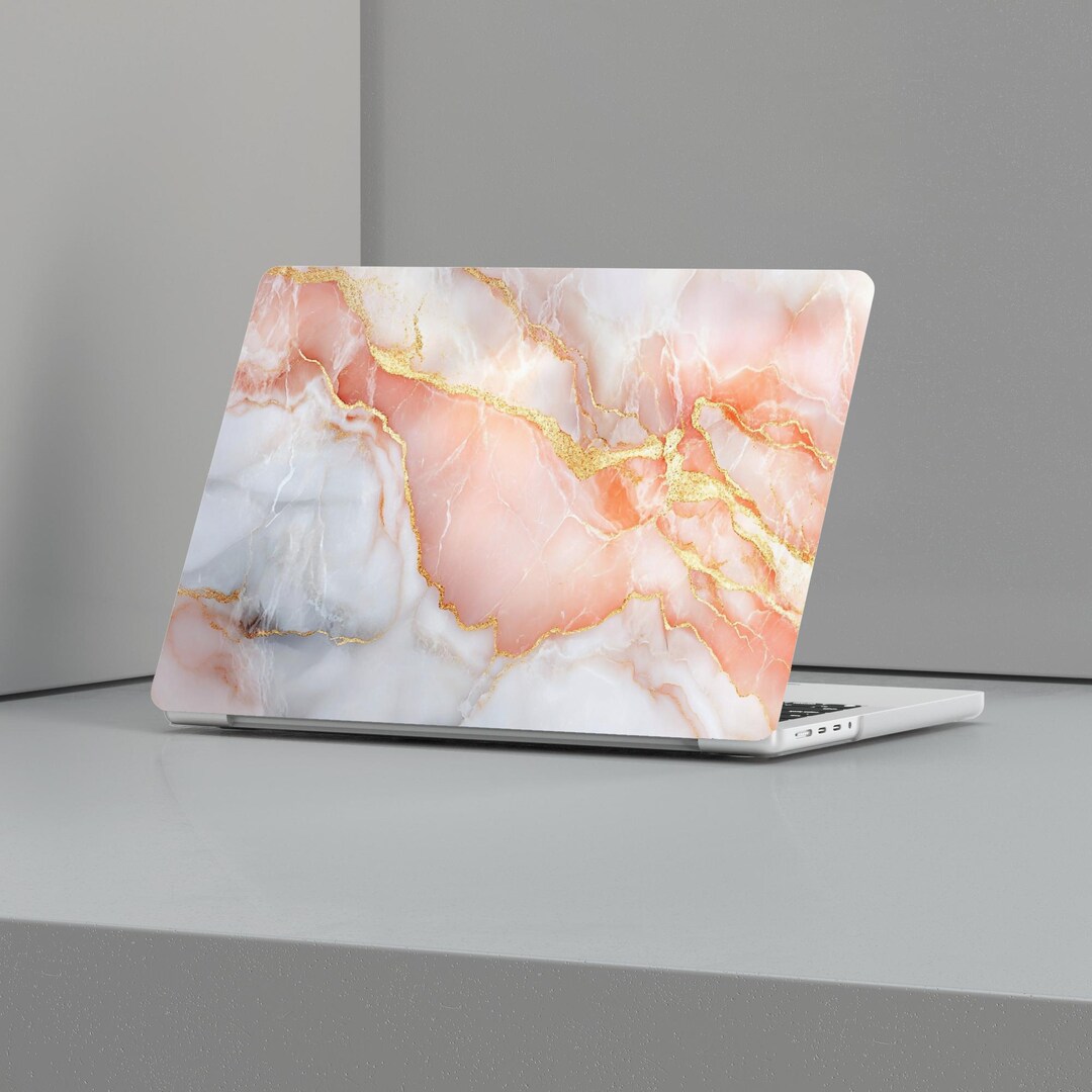 Pink Marble MacBook Case Peach Stone Laptop Skin, MAC Hard Bumper ...