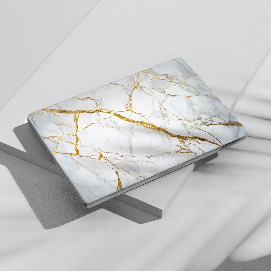 White Marble MacBook Case Gold Stone Laptop Skin, MAC Hard Bumper ...