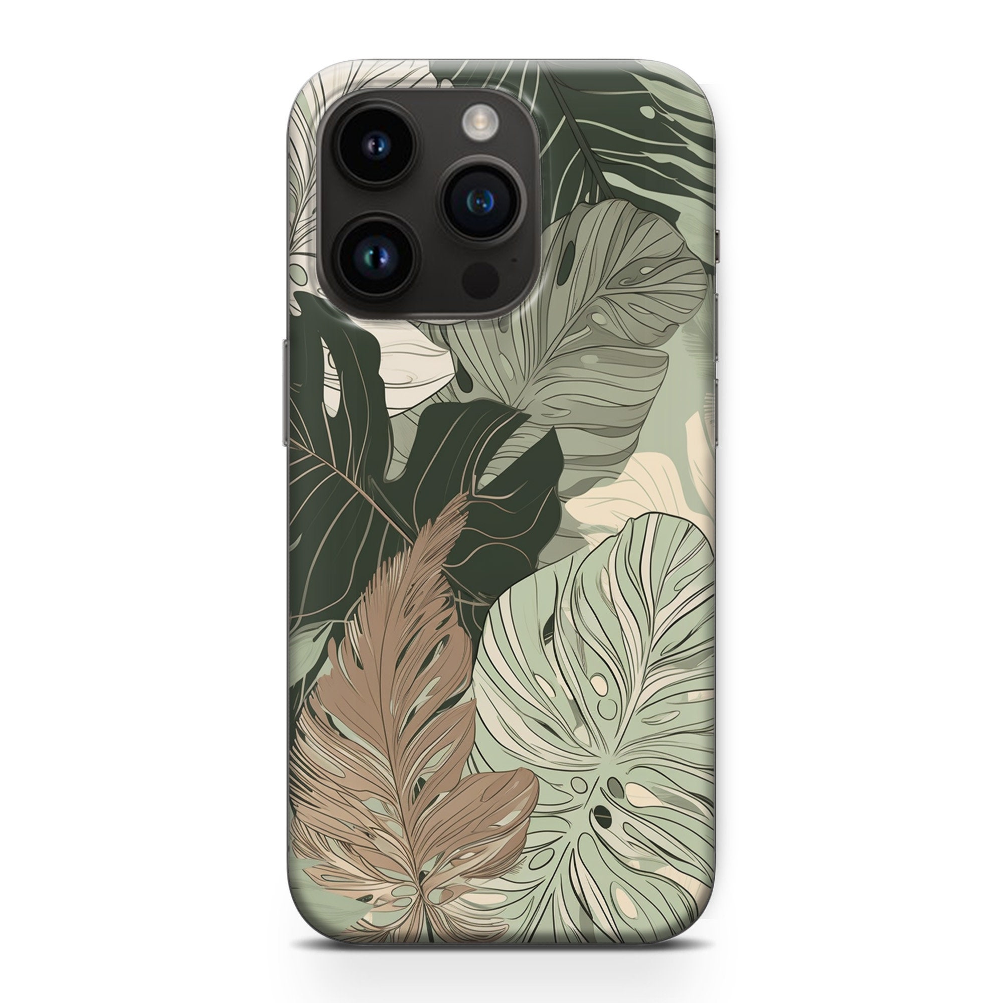 Tropical Leaves Case Jungle Monstera Case Green Case iPhone 14, 13, 12 ...