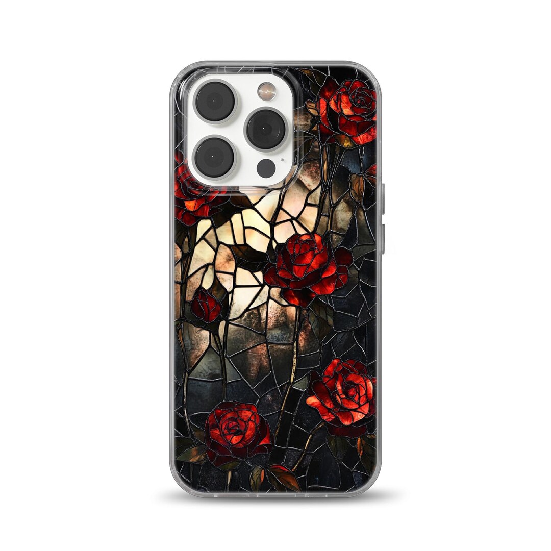 3D Roses Phone Case Stained Glass Cover Fits iPhone 16 Pro, iPhone 13 ...
