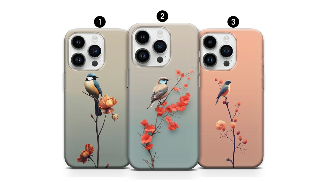 Bird Phone Case Minimalistic Flower Case Animal Cover Fit iPhone 14, 13 ...