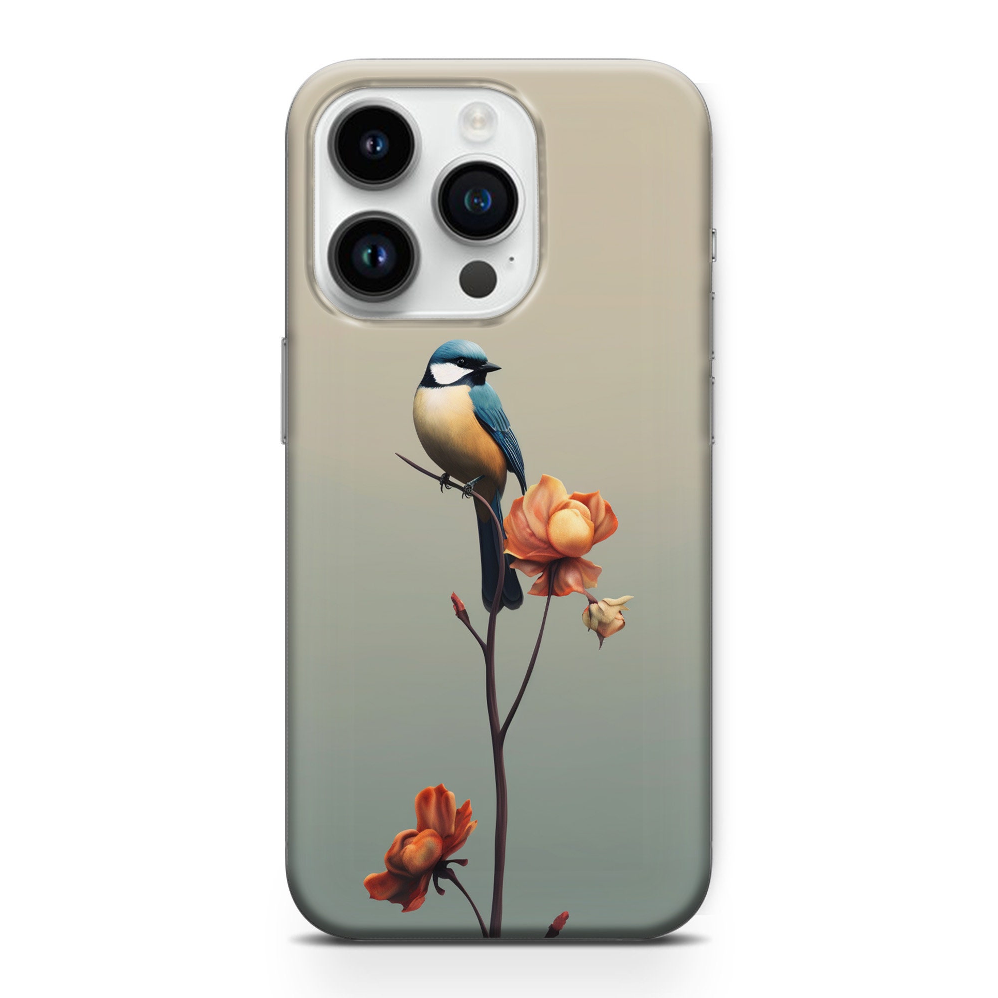 Bird Phone Case Minimalistic Flower Case Animal Cover Fit - Etsy