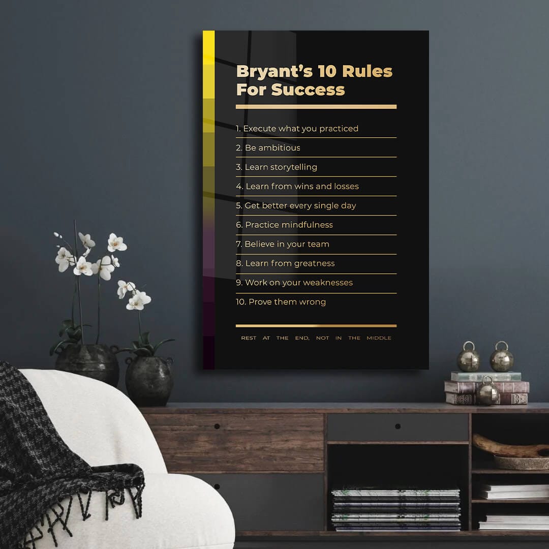 Kobe Bryant's 10 Rules for Success Motivational Quotes Art Office ...