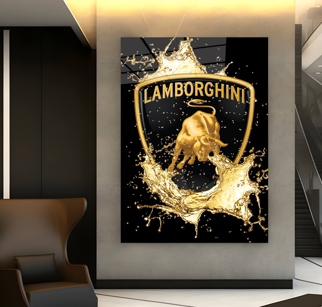 Lambo Logo Acrylic Glass Effect Wall Decor Lambo Canvas Art ...
