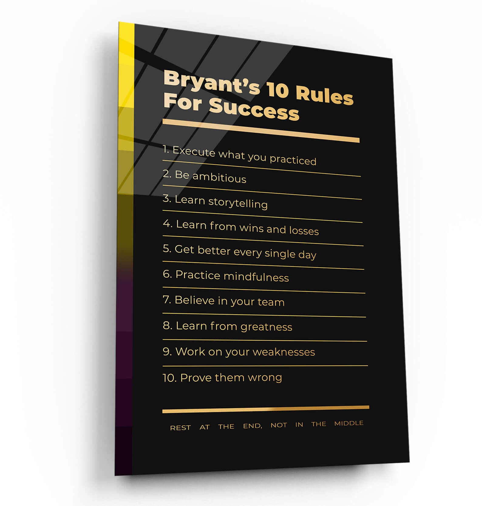 Kobe Bryant's 10 Rules for Success Motivational Quotes Art Office ...