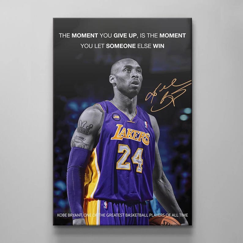 Kobe Bryant Motivational Quote Wall Art: Basketball Player Canvas or ...