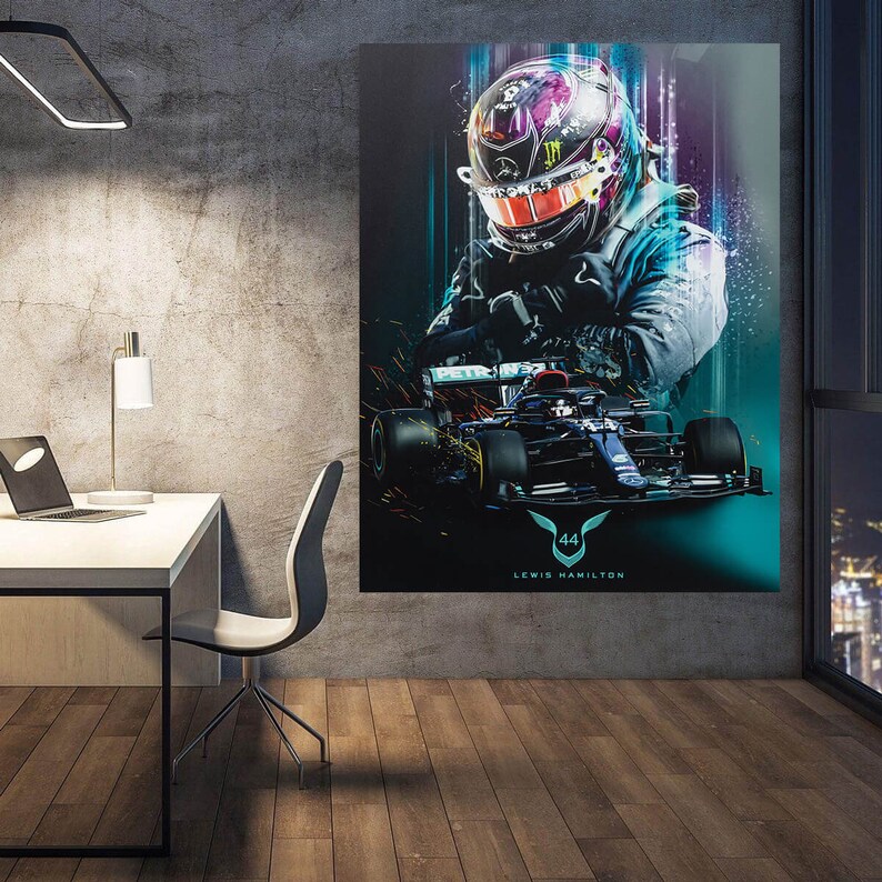 Lewis Hamilton 44 Wall Decor Formula 1 Motivational Canvas Lewis Hamilton Poster Inspirational ...