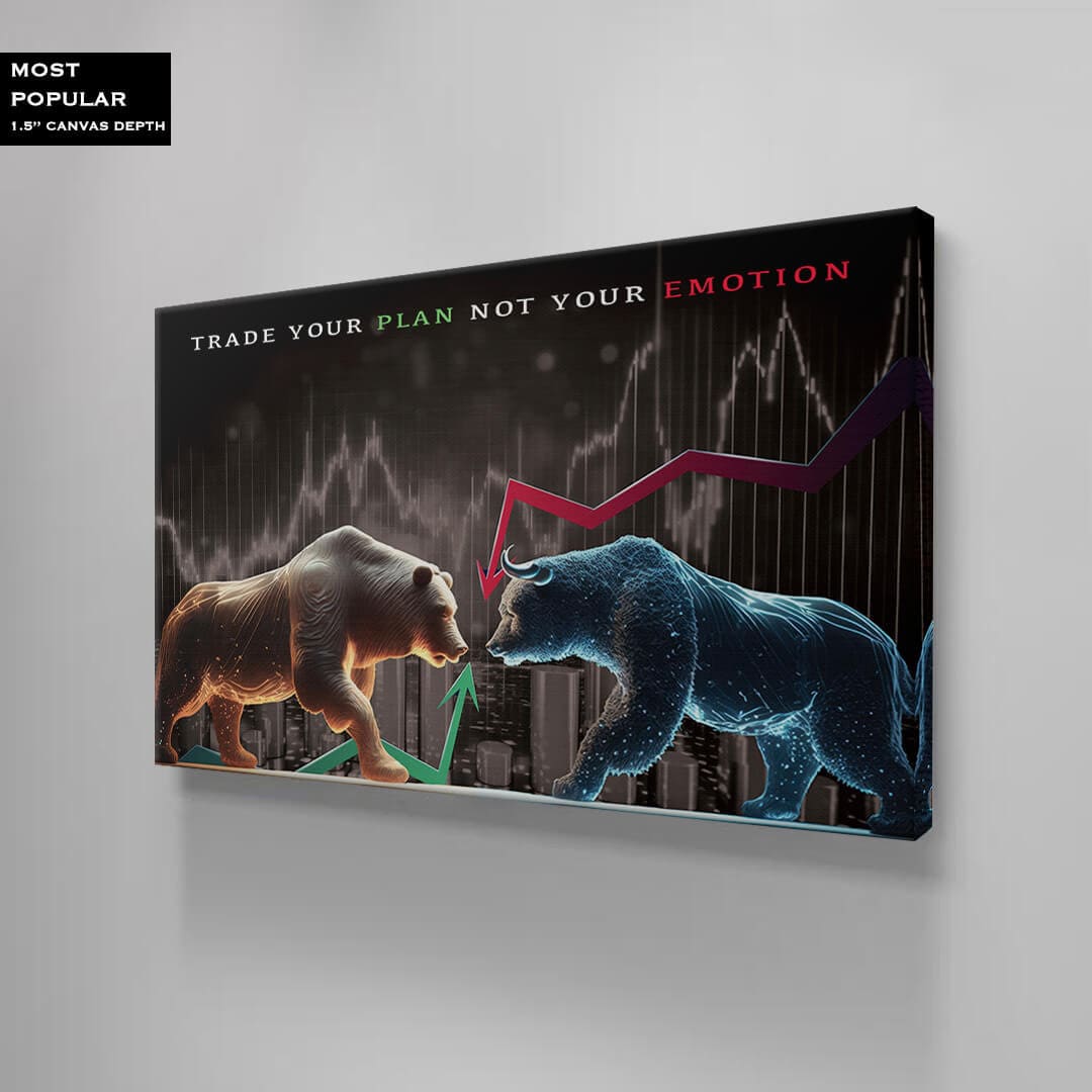 Trade Your Plan Not Your Emotion Canvas Bearish and Bullish Wall Decor ...