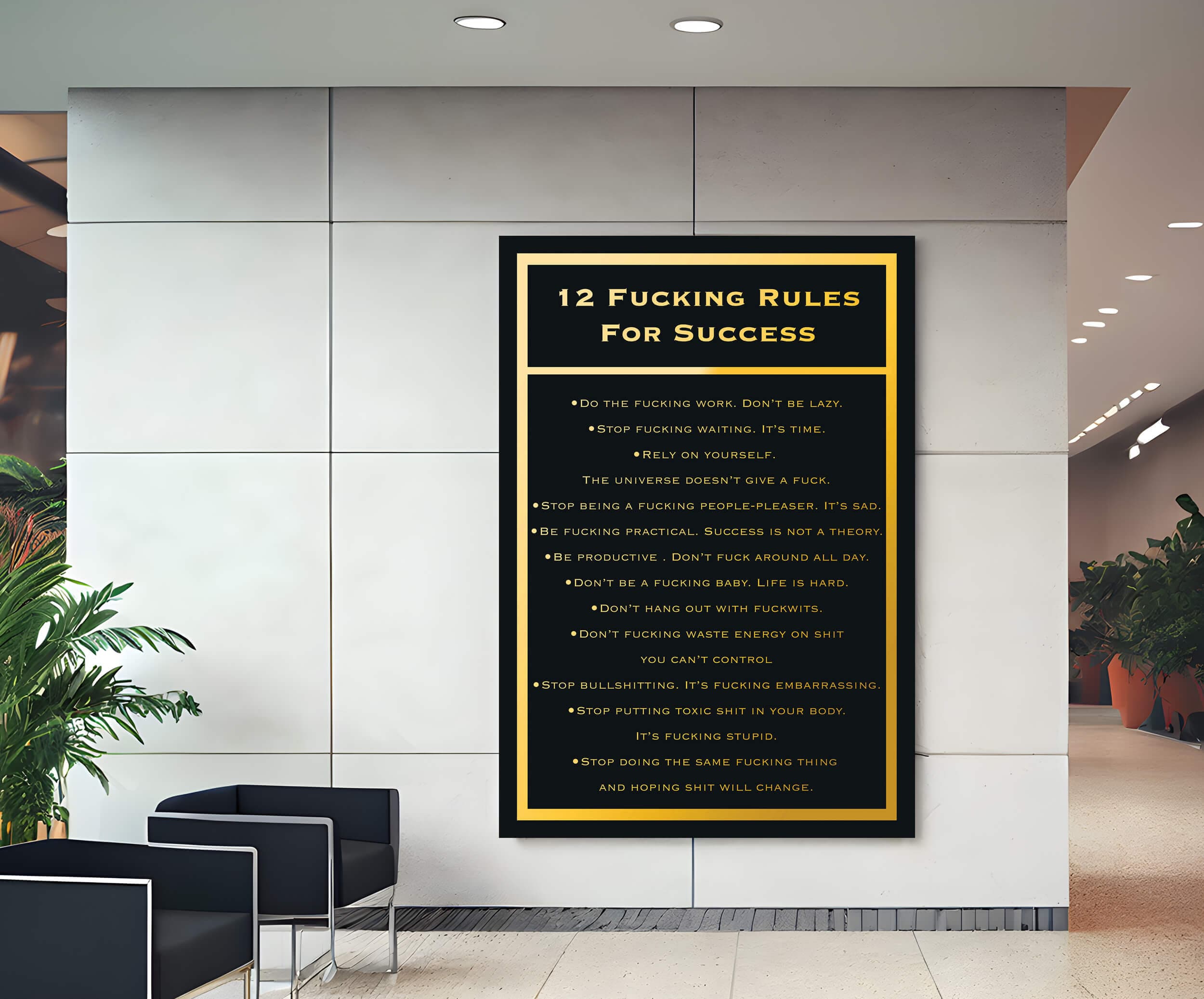 Success Rules Wall Art Motivational Rules Artwork for Home Office Studio Mindset Rules ...
