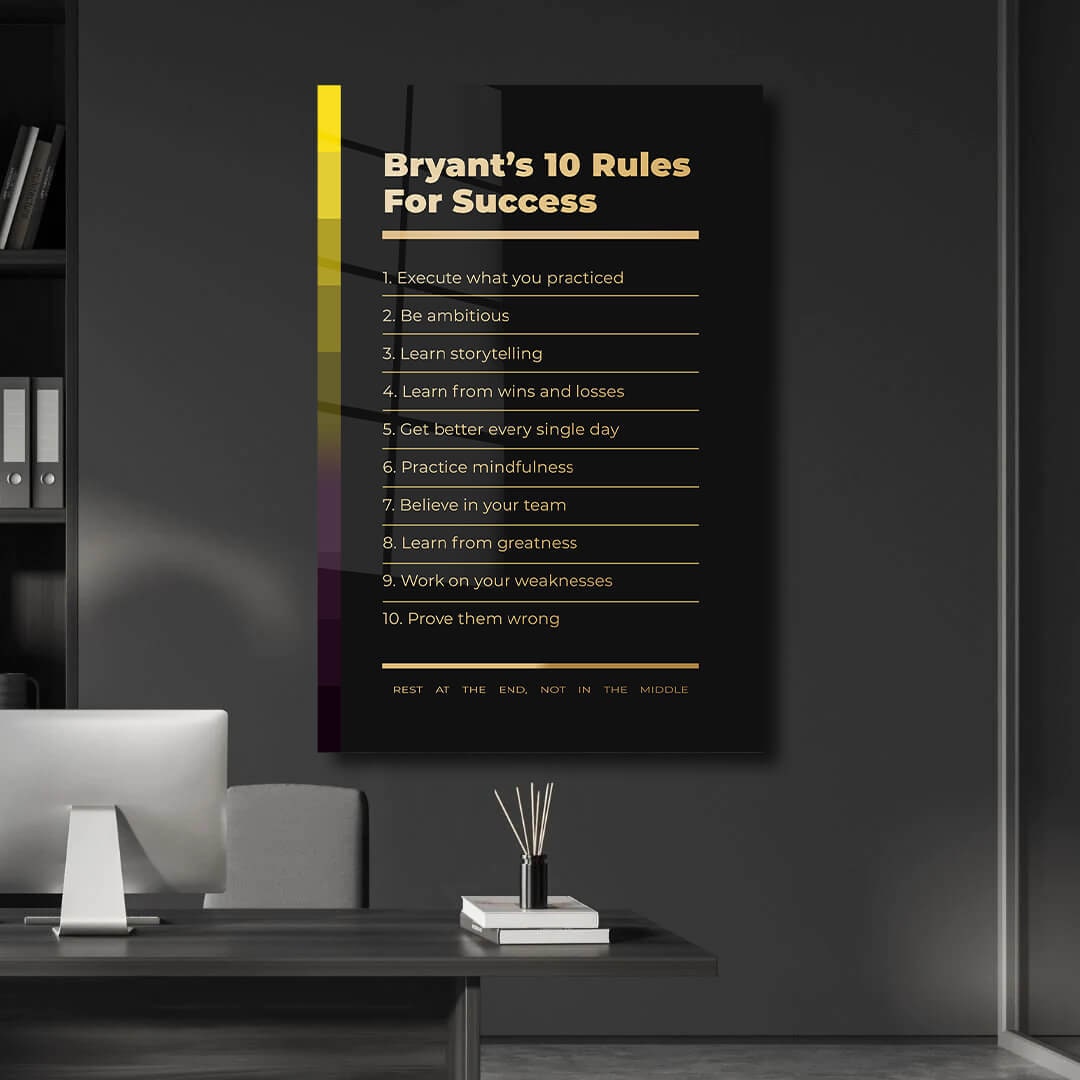 Kobe Bryant's 10 Rules for Success Motivational Quotes Art Office ...