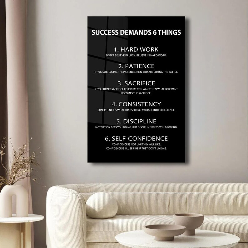 Success Demands 6 Things Wall Decor Motivation Quote Home Art ... Success Demands 6 Things Wall Decor Motivation Quote Home Art ...