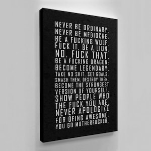 Never Be Ordinary Motivational Wall Decor Inspirational Canvas Art Home ...