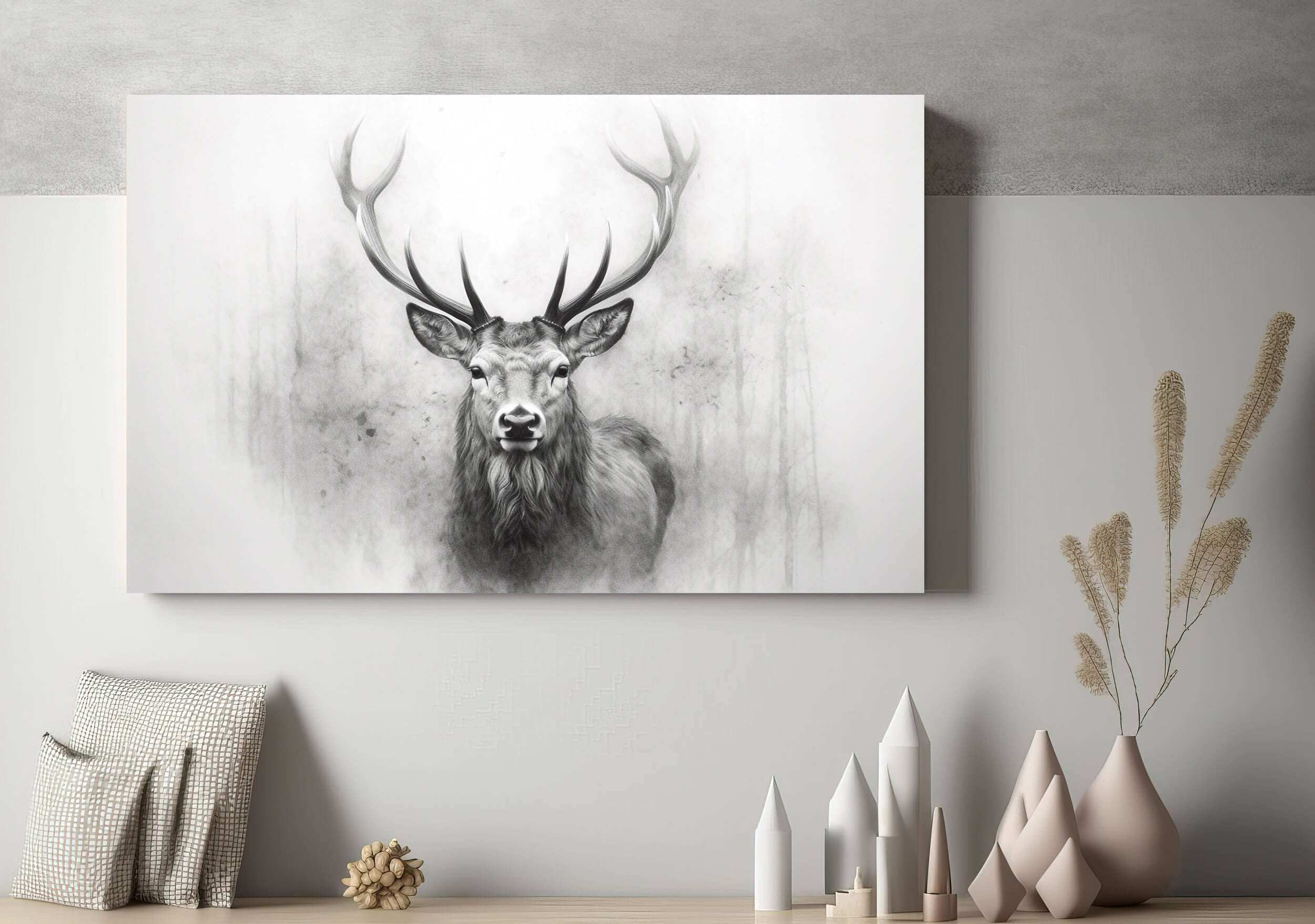 Beautiful Male Wall Art of Deer Wall Decor Canvas Print Inspirational ...