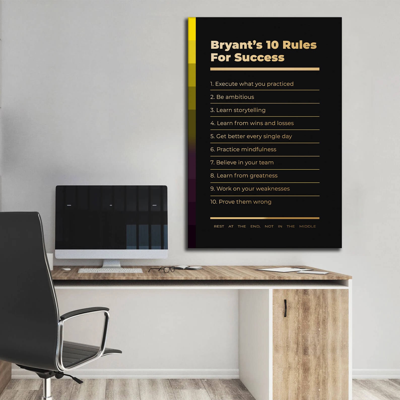 Kobe Bryant's 10 Rules for Success Motivational Quotes Art Office ...