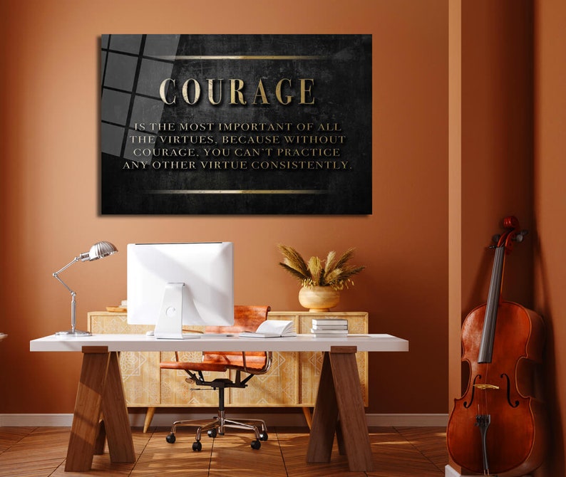 Courage Noun Wall Art Workout Motivation Sign Canvas Art Home Decor Modern Office Decor Gym ...