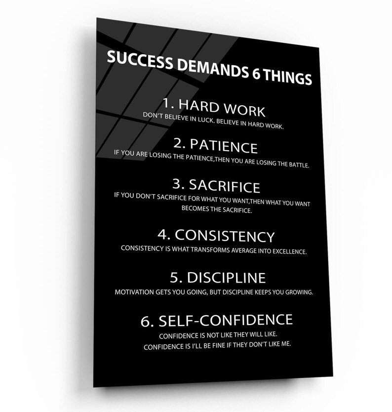 Success Demands 6 Things Wall Decor Motivation Quote Home Art ... Success Demands 6 Things Wall Decor Motivation Quote Home Art ...