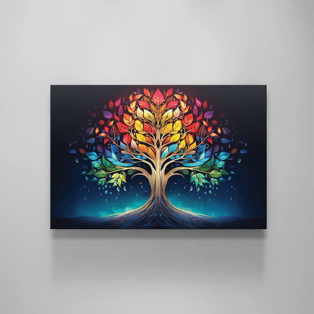 Colorful Sacred Spiritual Tree of Life Canvas Wall Decor Cycle of Life ...