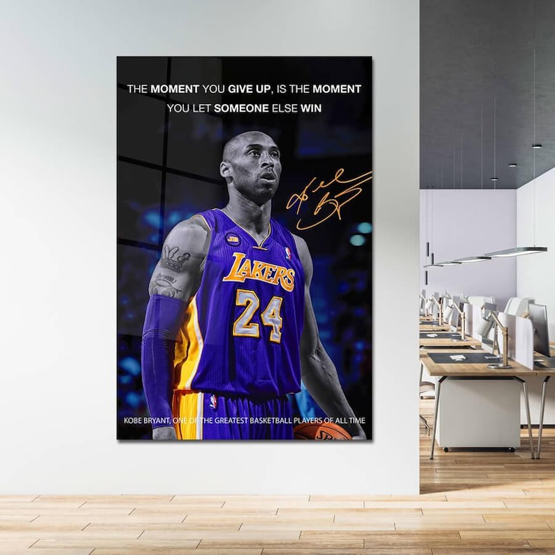 Kobe Bryant Motivational Quote Wall Art: Basketball Player Canvas or ...