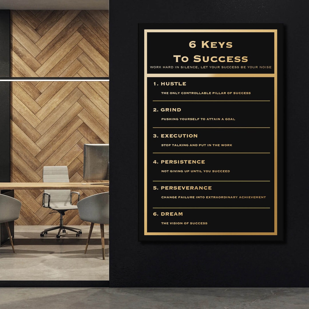 6 Keys to Success Wall Decor for Office Startups Motivational Quotes ...