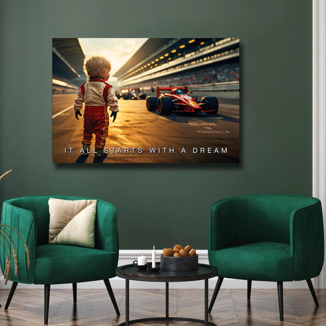 It All Starts With A Dream Wall Decor Formula 1 Motivation Canvas Car ...