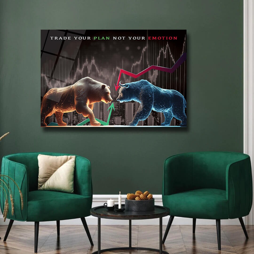 Trade Your Plan Not Your Emotion Canvas Bearish and Bullish Wall Decor ...