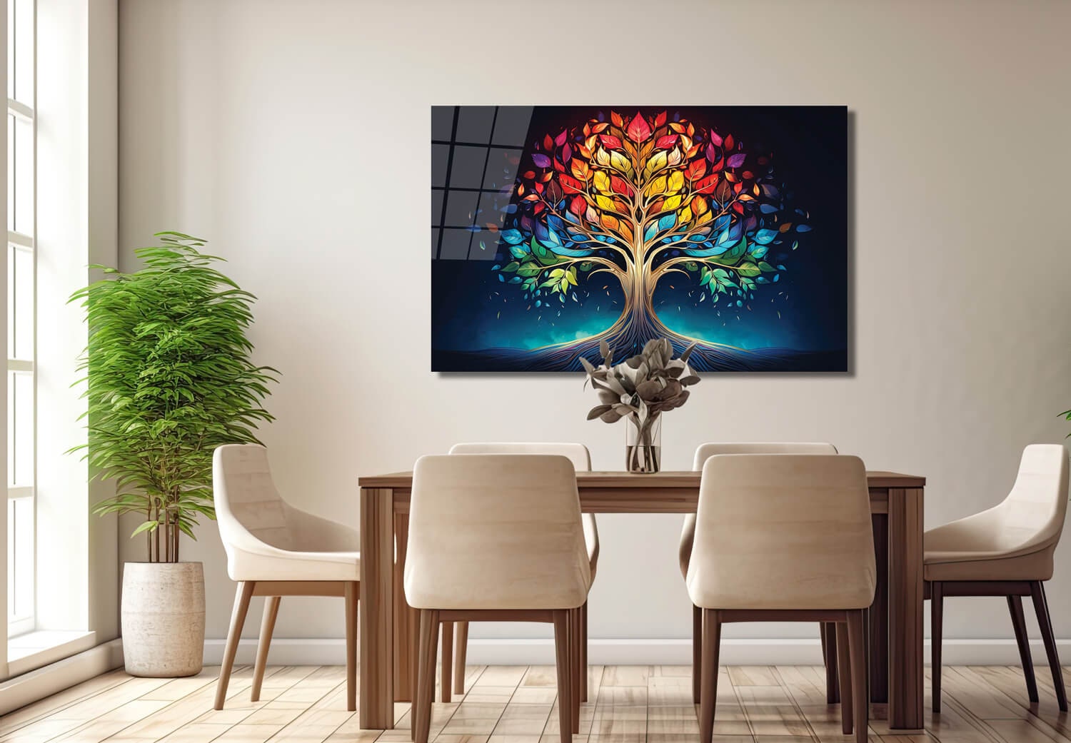 Colorful Sacred Spiritual Tree of Life Canvas Wall Decor Cycle of Life ...