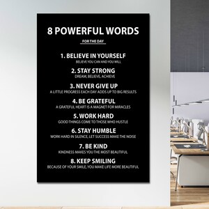8 Rules for Mindset Wall Decor Motivation Quotes Home Art Inspirational ...