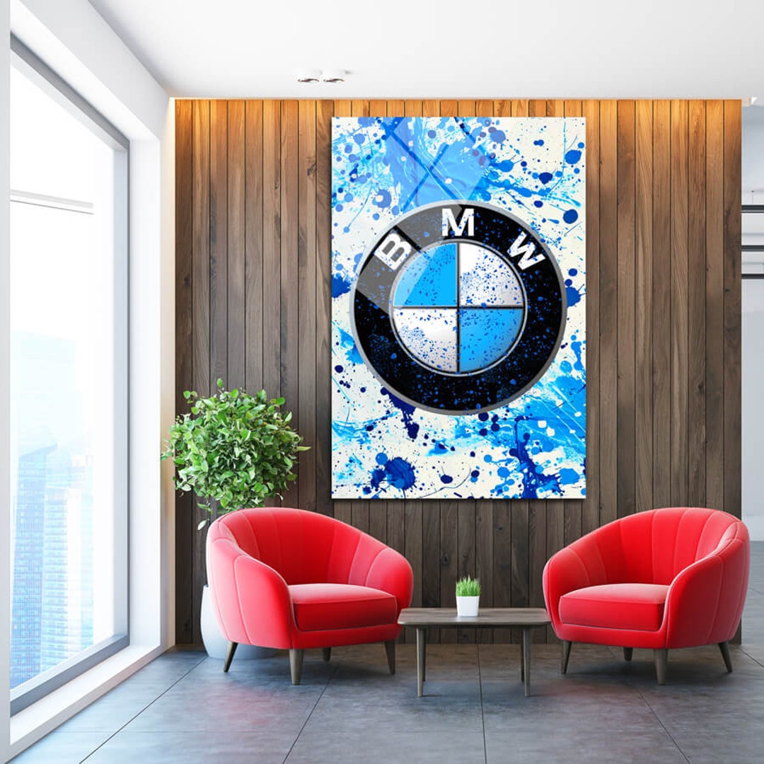 BMW Logo Acrylic Glass Effect Wall Decor Luxury Canvas Art ...