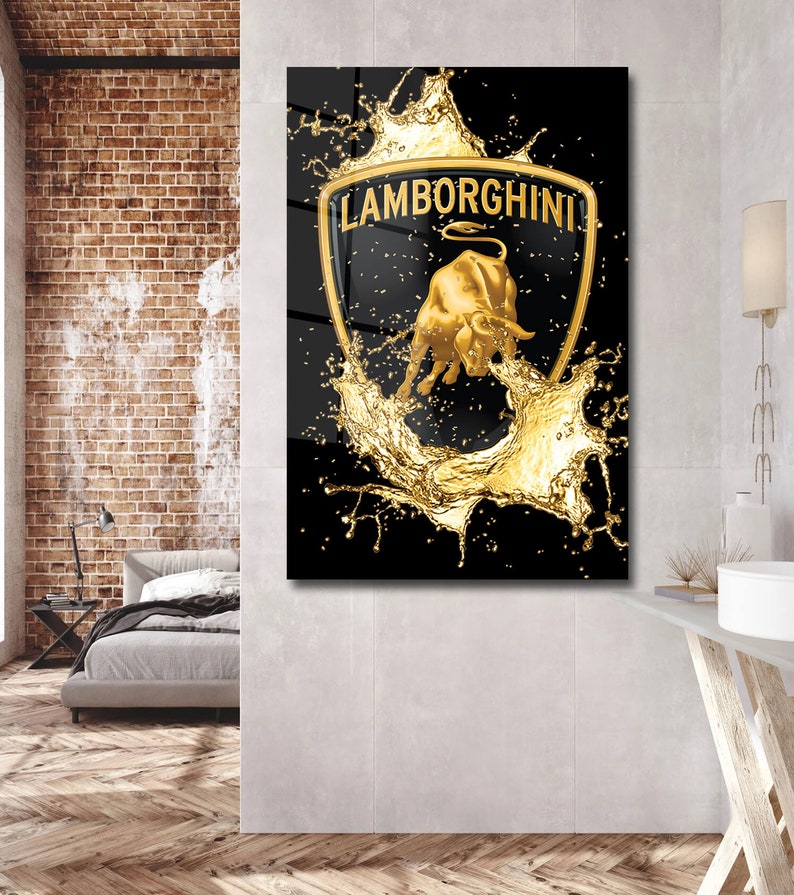 Lambo Logo Acrylic Glass Effect Wall Decor Lambo Canvas Art ...