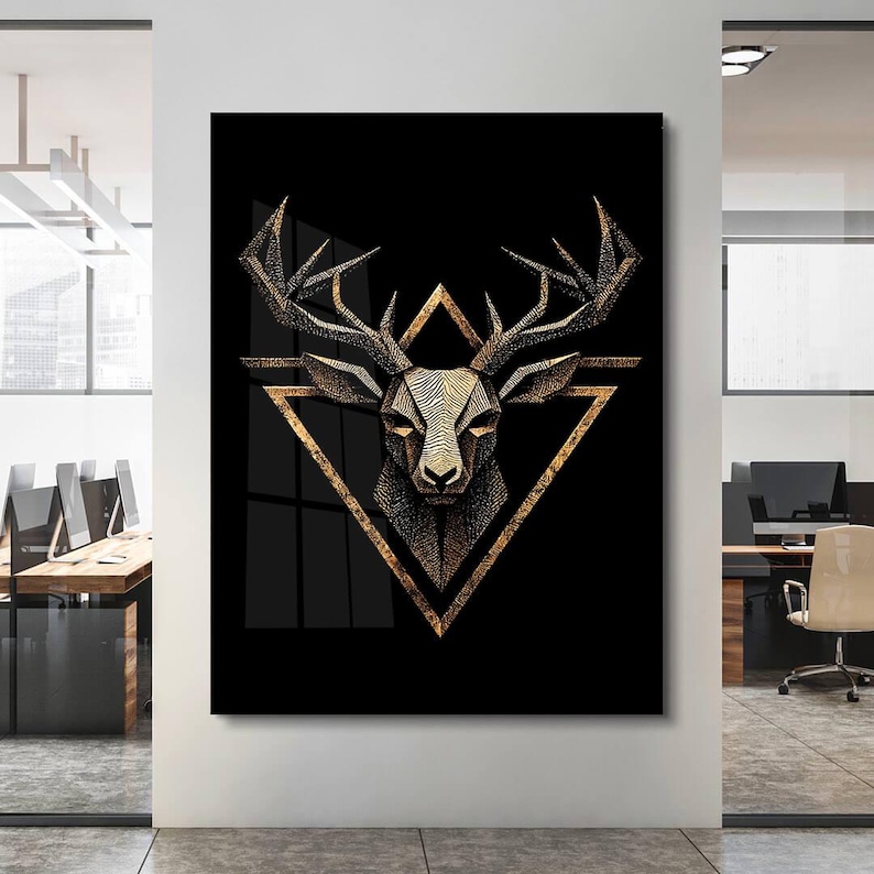 Minimalist Gold Deer Wall Decor Canvas Print Inspirational Acrylic ...