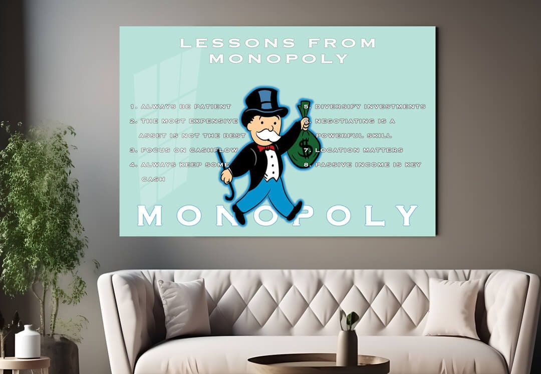 Lessons From Monopoly Canvas Wall Decor Business Work Art Motivational ...