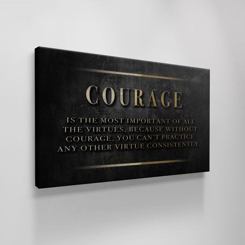 Courage Noun Wall Art Workout Motivation Sign Canvas Art Home Decor Modern Office Decor Gym