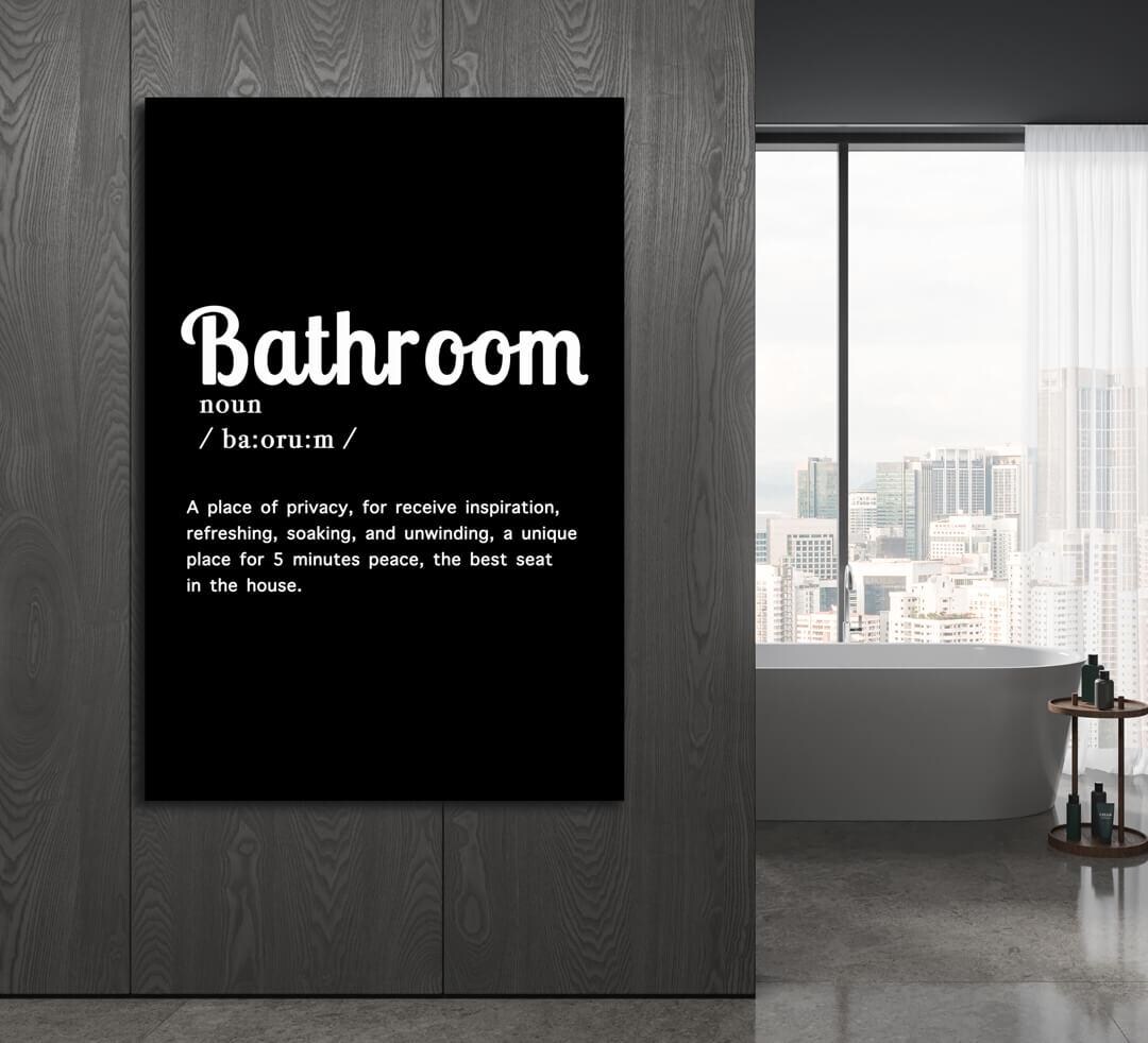 Bathroom Noun Wall Art Funny Poster Positive Mood Toilet Canvas Wall ...