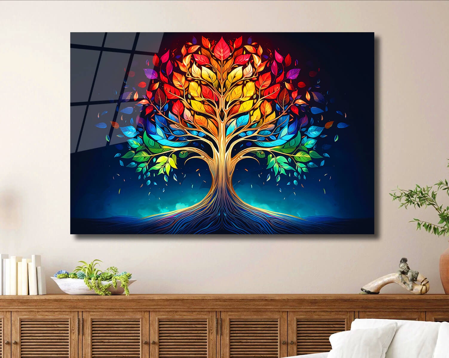 Colorful Sacred Spiritual Tree of Life Canvas Wall Decor Cycle of Life ...
