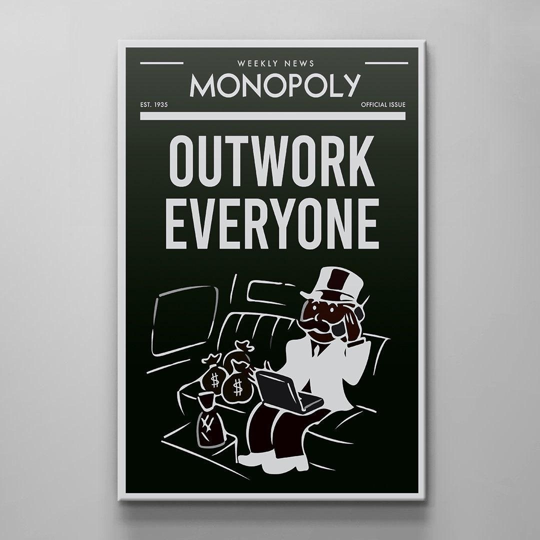 ALEC MONOPOLY Wall Art, Outwork Everyone, Motivational Wall Decor ...