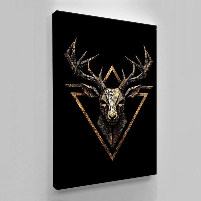 Minimalist Gold Deer Wall Decor Canvas Print Inspirational Acrylic ...
