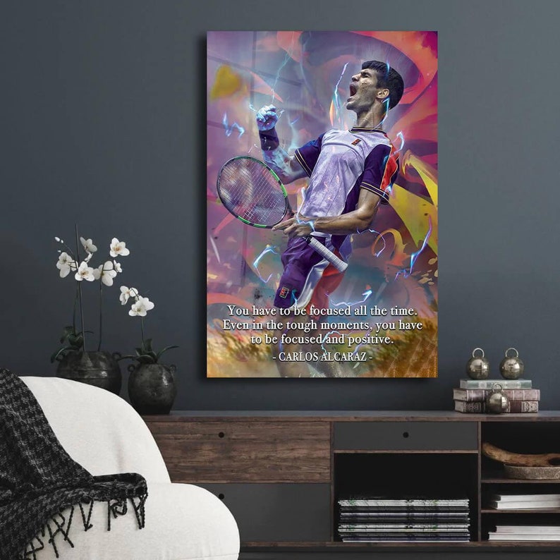 Carlos Alcaraz Motivational Quotes Wall Art Tennis Player Sports Tennis ...