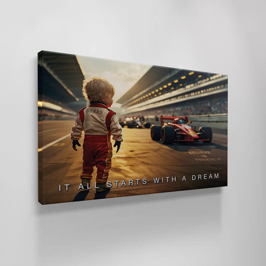It All Starts With A Dream Wall Decor Formula 1 Motivation Canvas Car ...