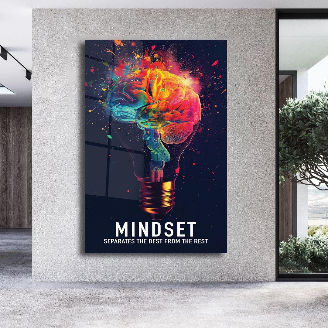 Mindset Bulb Motivational Wall Art Vibrant Colour Canvas Art ...