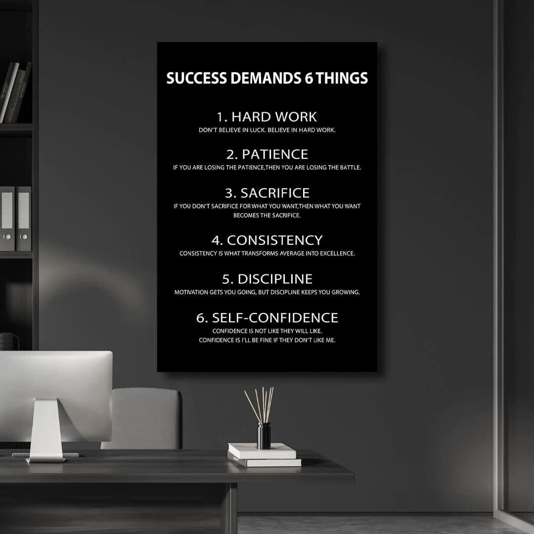 Success Demands 6 Things Wall Decor Motivation Quote Home Art ...