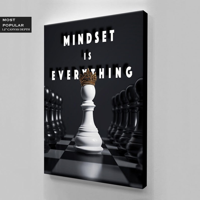 Chess Queen Mindset is Everything Office Decor Motivational Canvas ...