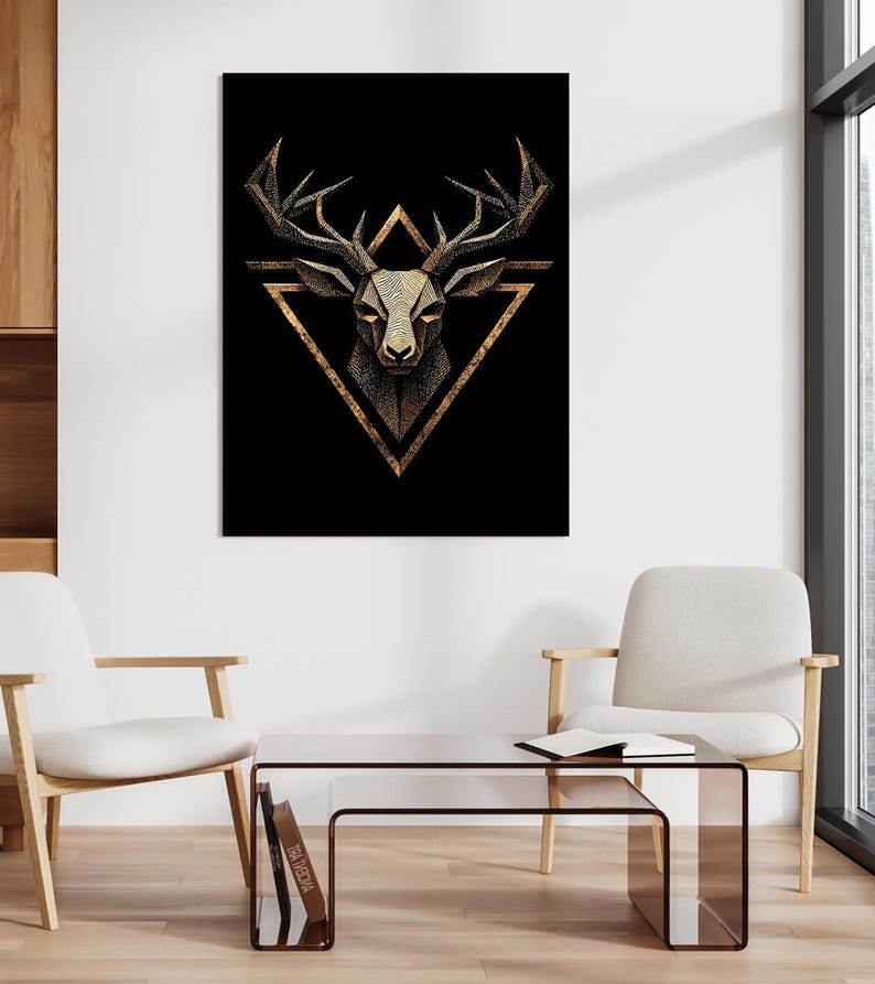 Minimalist Gold Deer Wall Decor Canvas Print Inspirational Acrylic ...