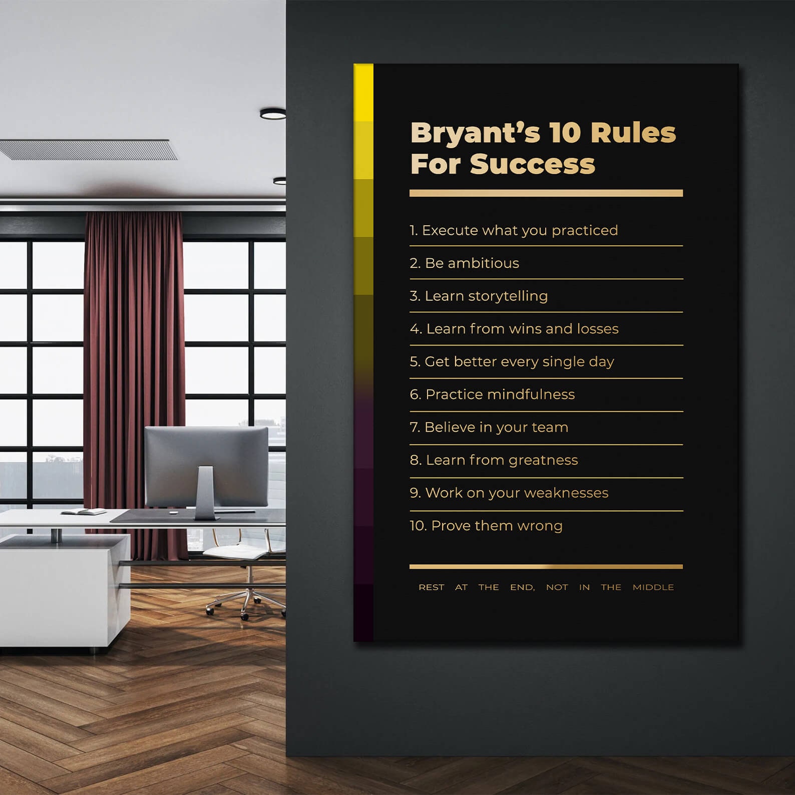 Kobe Bryant's 10 Rules for Success Motivational Quotes Art Office ...