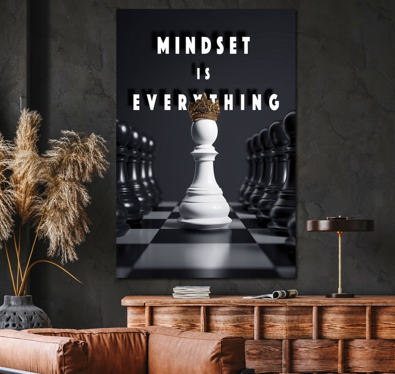 Chess Queen Mindset is Everything Office Decor Motivational Canvas ...
