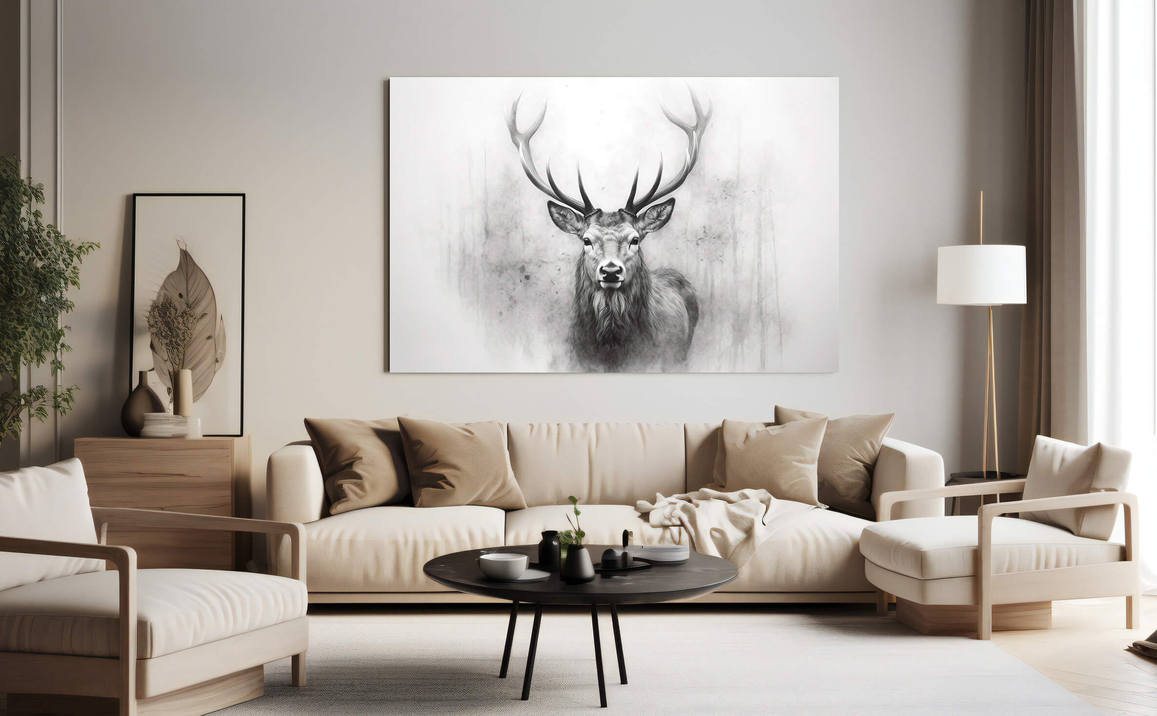 Beautiful Male Wall Art of Deer Wall Decor Canvas Print Inspirational ...
