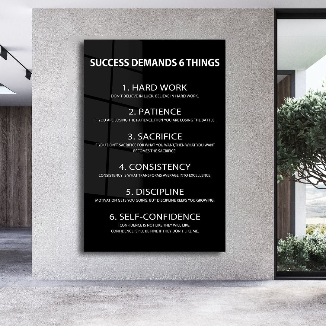 Success Demands 6 Things Wall Decor Motivation Quote Home Art ...
